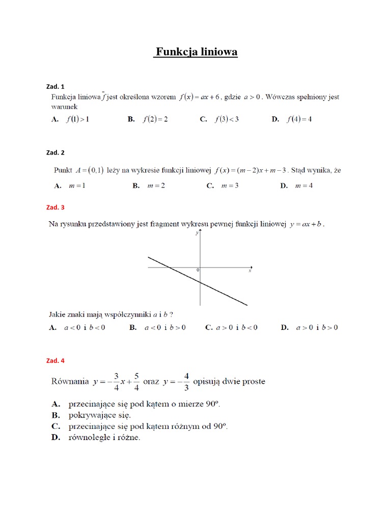 Funkcja Liniowa | PDF