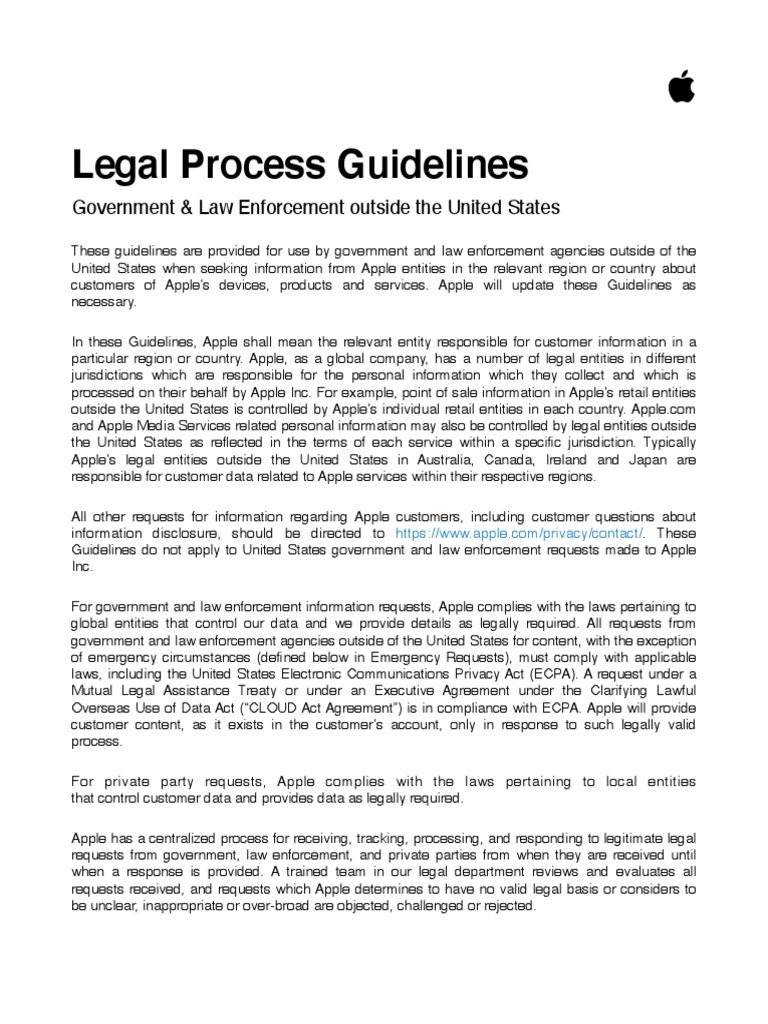 Law Enforcement Guidelines Outside Us | PDF | I Cloud | Ios