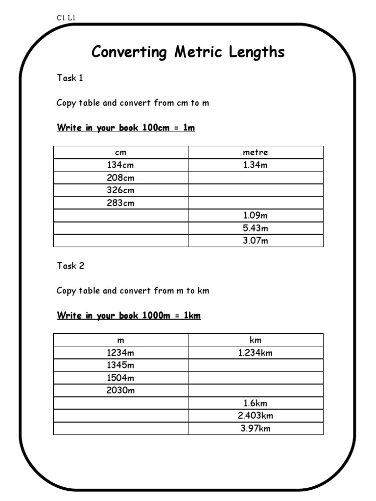 Converting Metric Lengths and Units | PDF | Units Of Measurement | Length