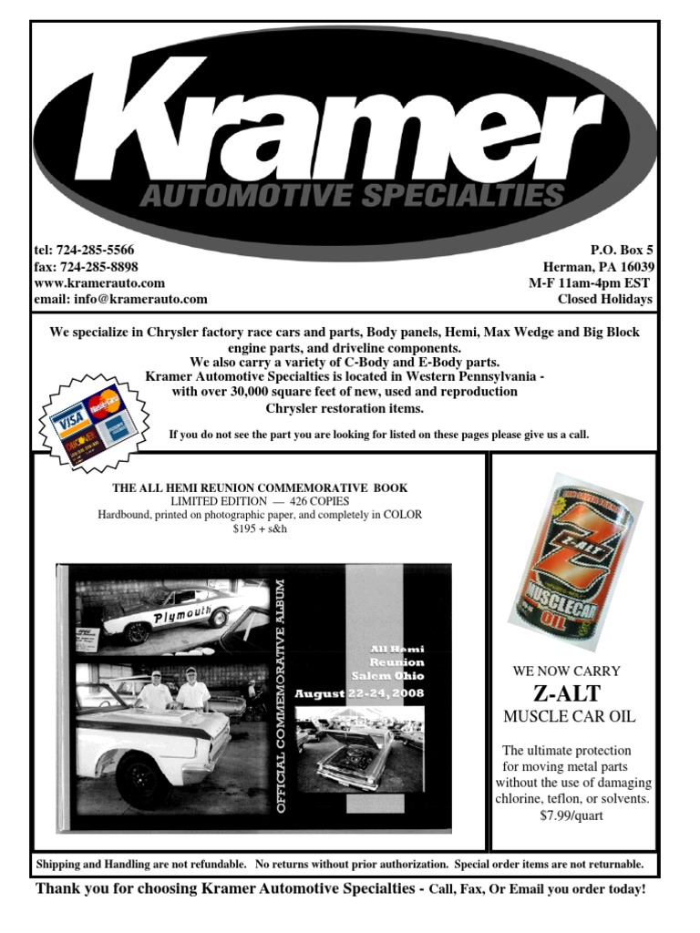 Kramer Catalog | PDF | Dodge | Trunk (Car)