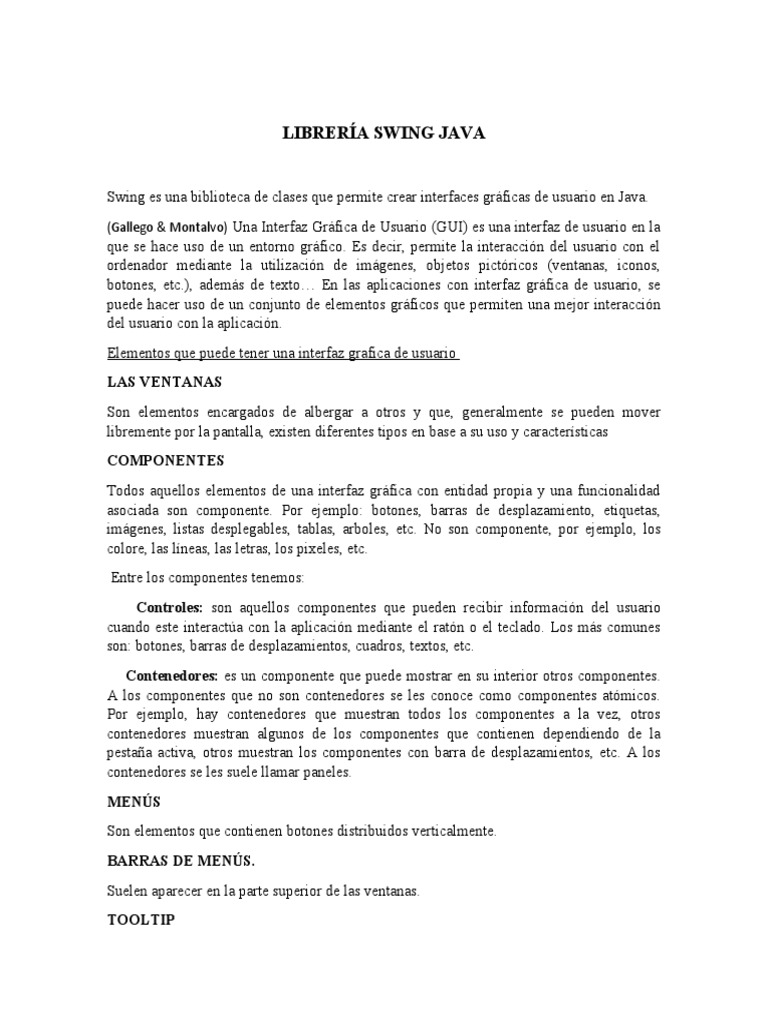 Libreria Swing Java | PDF | Java (lenguaje de programación) | Ventana (informática)
