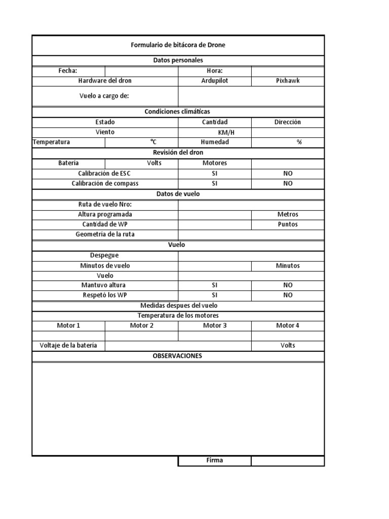 Bitacora de Vuelo | PDF