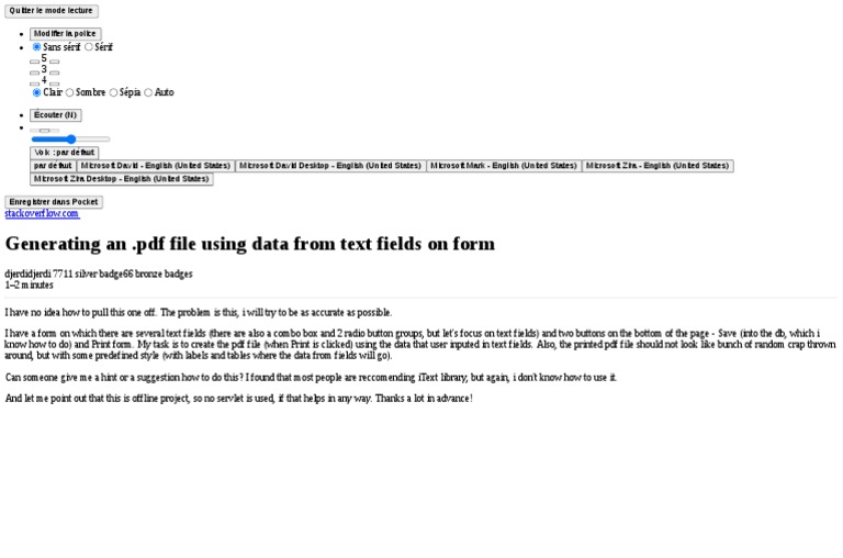 Java - Generating An .PDF File Using Data From Text Fields On Form - Stack Overflow | PDF