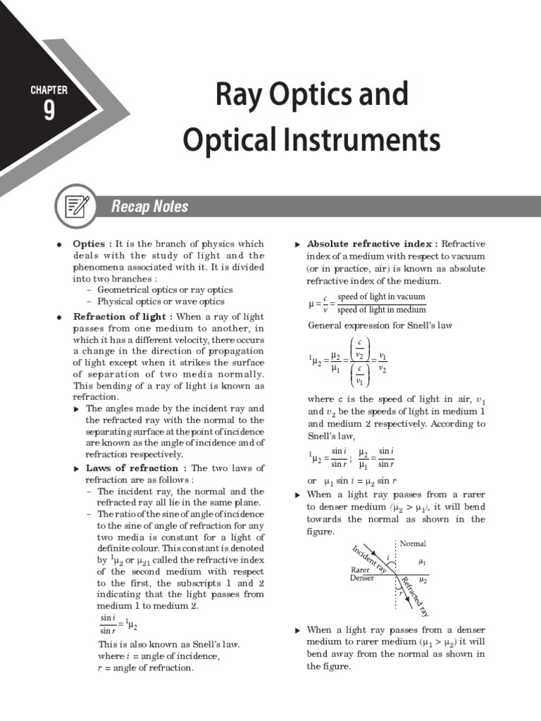 12 Phy. N Ch. 9 | PDF | Optics | Refraction