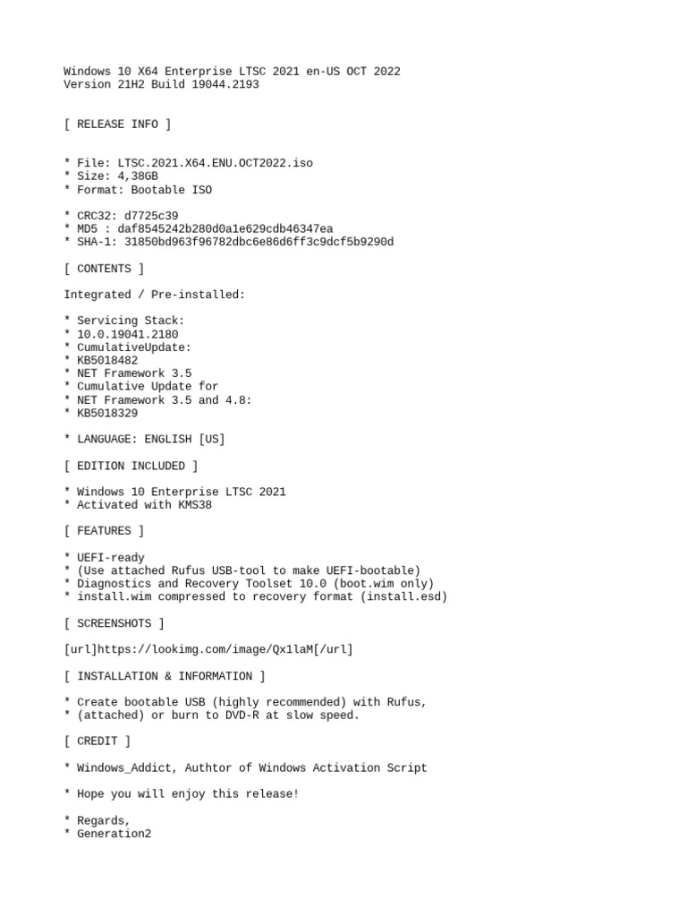 Windows 10 LTSC 2021 ISO Release Info | PDF | Computers