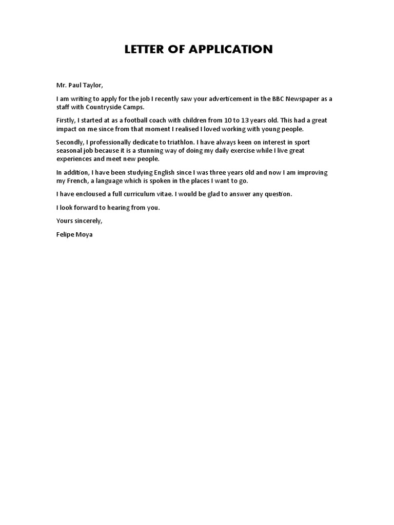 Letter of Application | PDF | Lifestyle