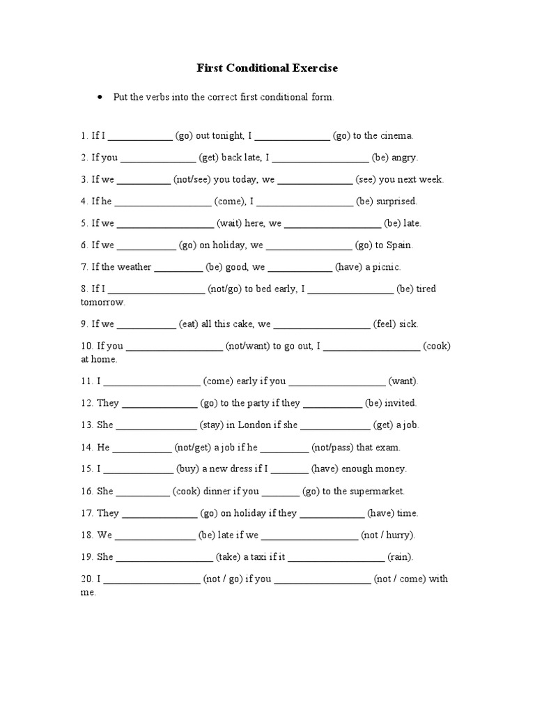 First Conditional Exercise | PDF