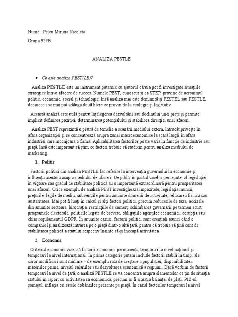 Marketing Analiza Pestle | PDF