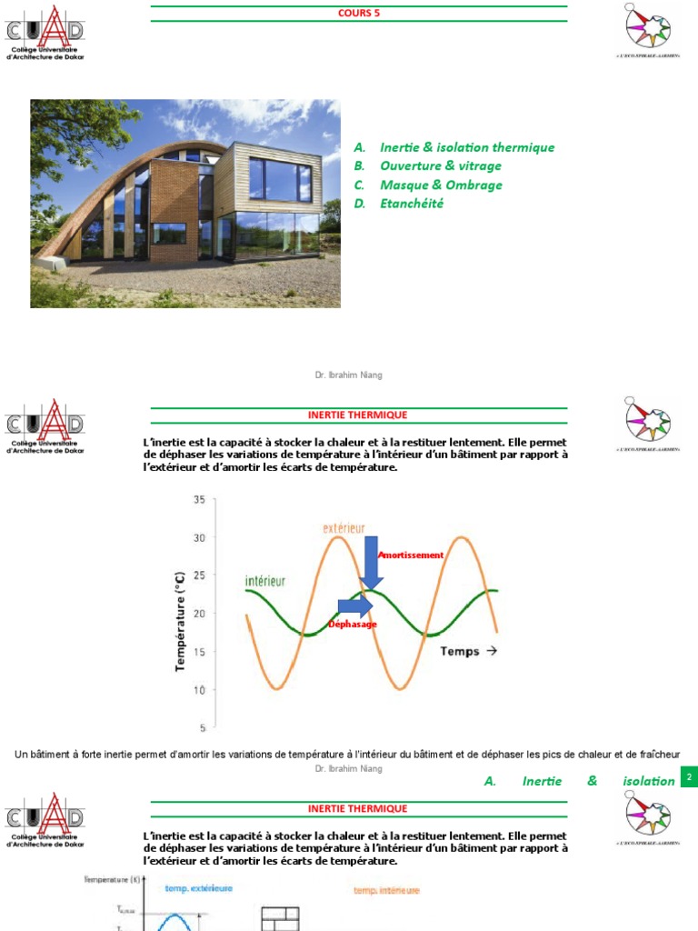 Cours 5 Conception Bioclimatique CUAD | PDF | Isolation thermique du bâtiment | Transfert thermique