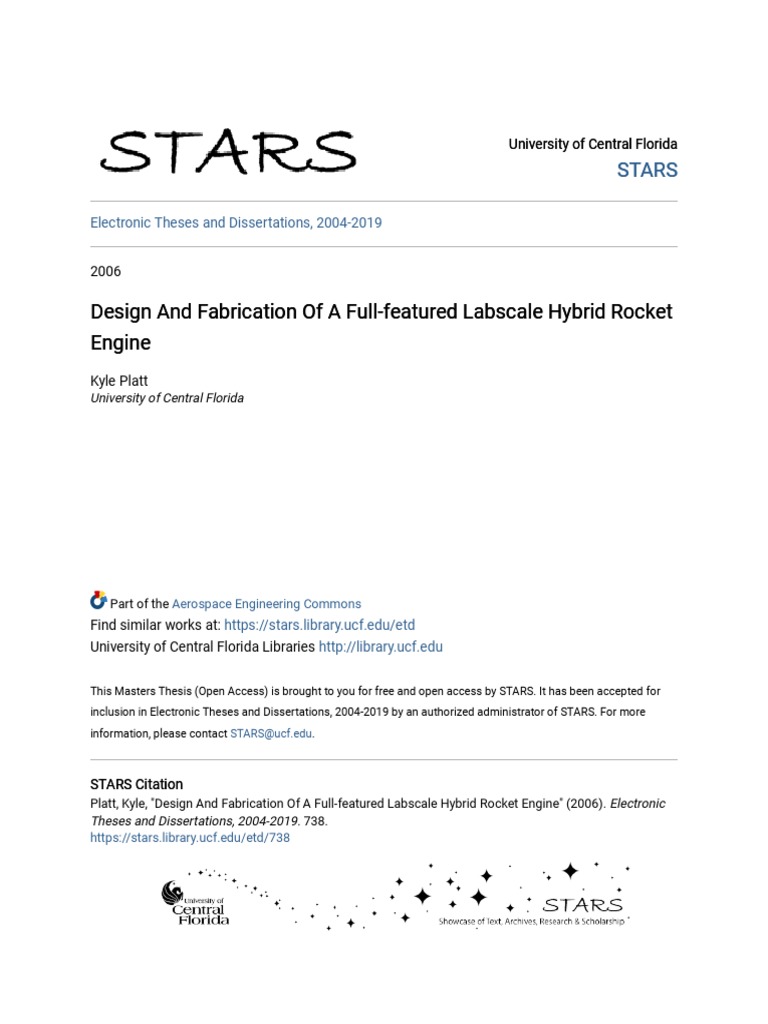 Design And Fabrication Of A Full Featured Labscale Hybrid Rocket Pdf