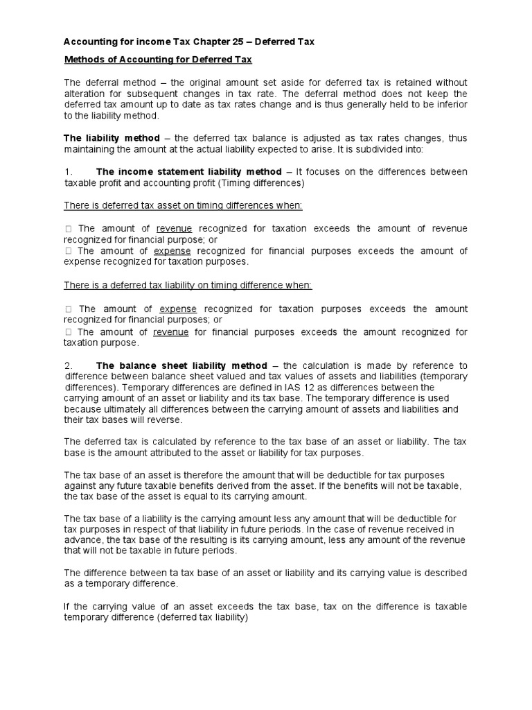 25uber Accounting For Income Tax Deferred Taxes ANSWERS | PDF ...