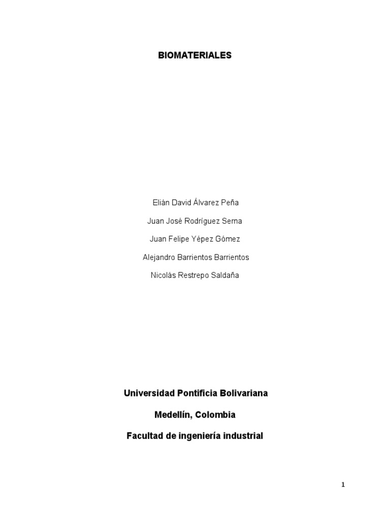 Tipos y Propiedades de Biomateriales | PDF | Biomaterial | Rieles