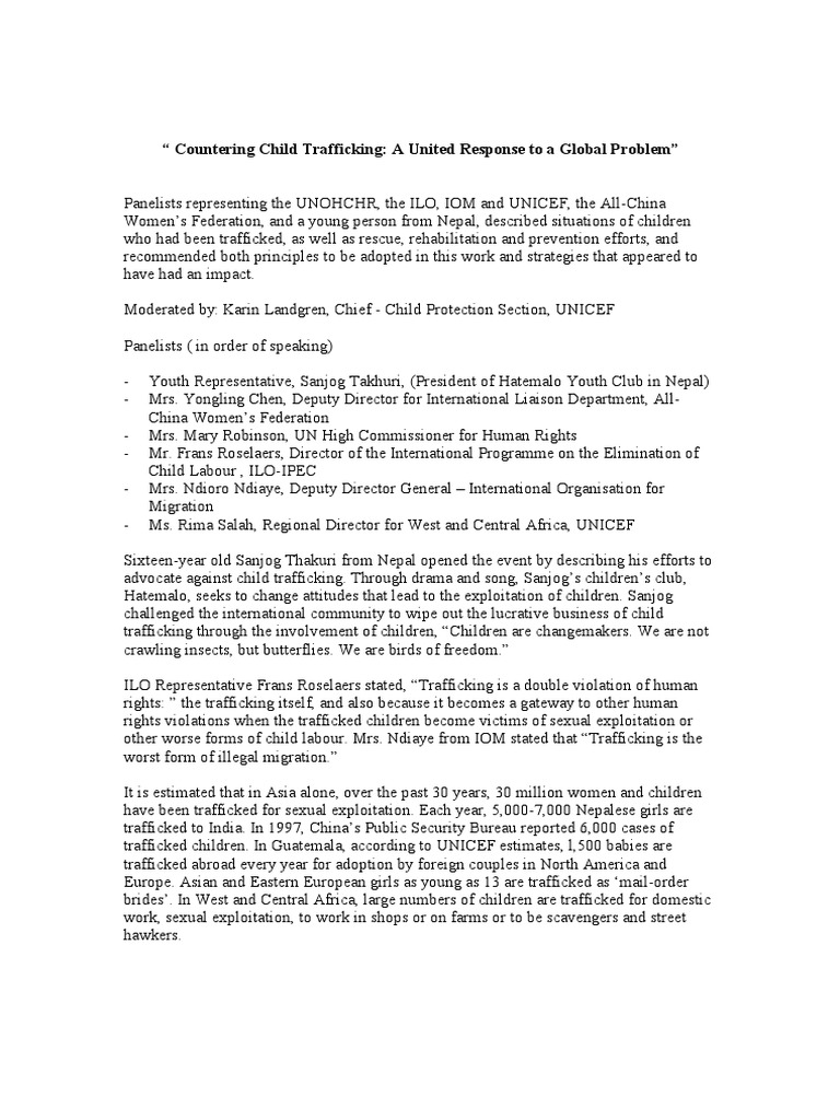 Countering - Child - Trafficking | PDF | Human Trafficking | Activities Of Criminal Organizations