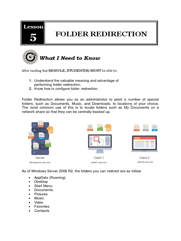 LO2 - LESSON 5 Folder Redirection | Download Free PDF | Group Policy | Command Line Interface