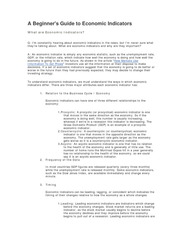 (Trading) A Beginner's Guide To Economic Indicators | PDF | Inflation | Money Supply