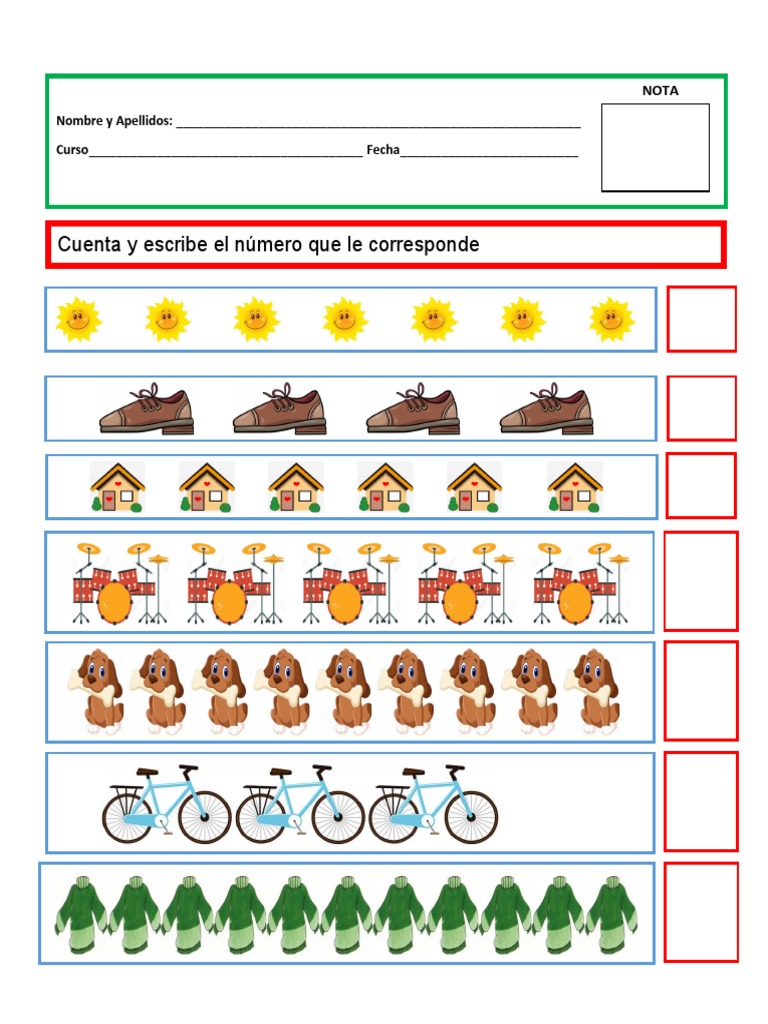 Cuenta y Escribe El Número Que Le Corresponde | PDF