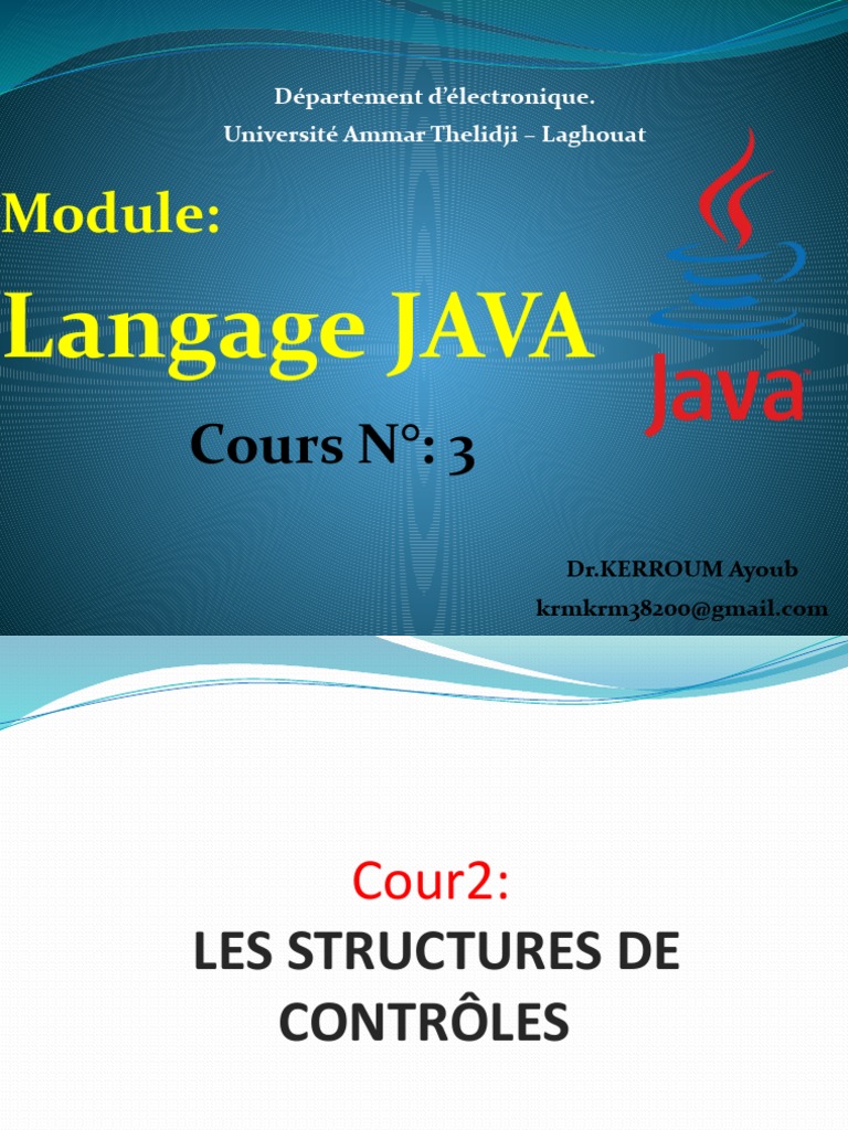 Cours 3 | PDF | Structure de contrôle | Java (Langage de programmation)
