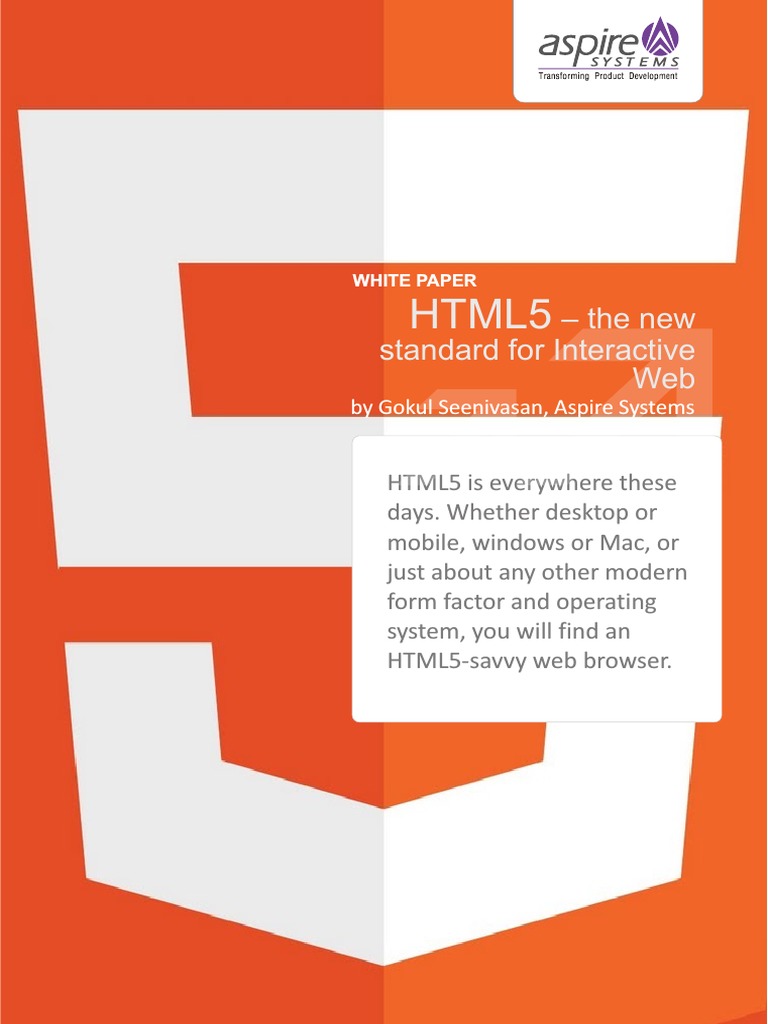 HTML 5 | PDF | Html5 | World Wide Web