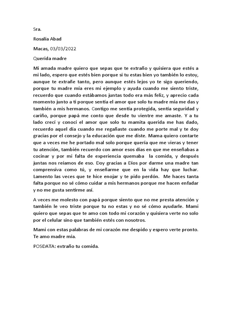 Carta A Mama Pdf