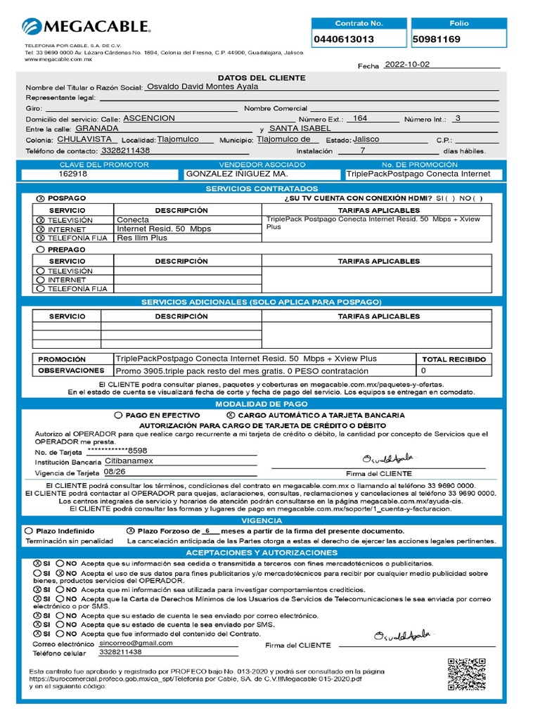 Contrato Megacable Triple | PDF