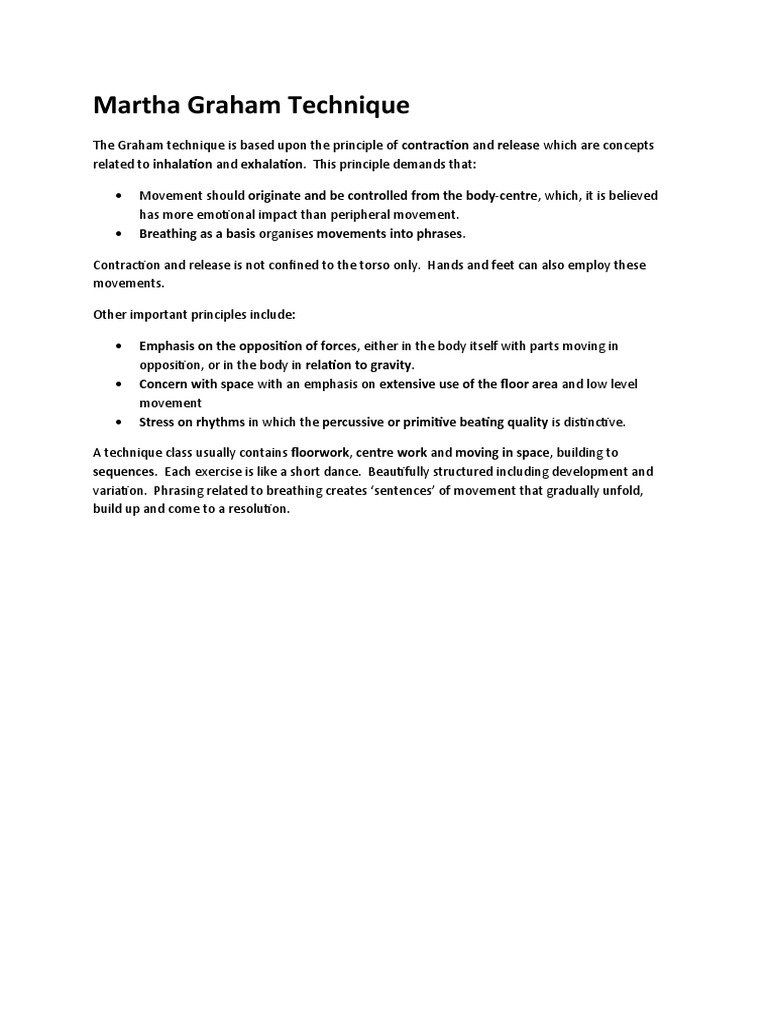 Martha Graham Technique | PDF | Dances | Psychology