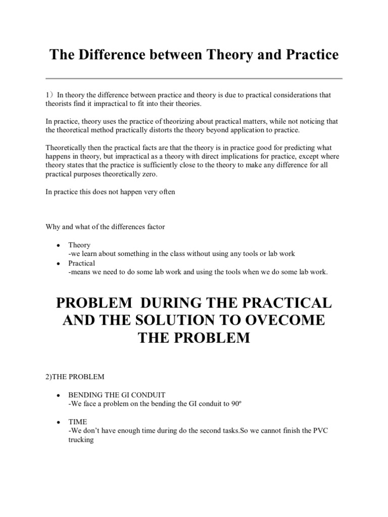 The Difference Between Theory and Practice | PDF