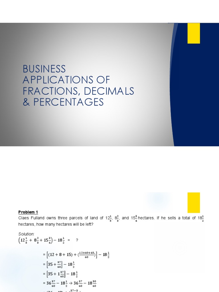 Solving Business and Finance Problems Using Fractions, Decimals, and ...