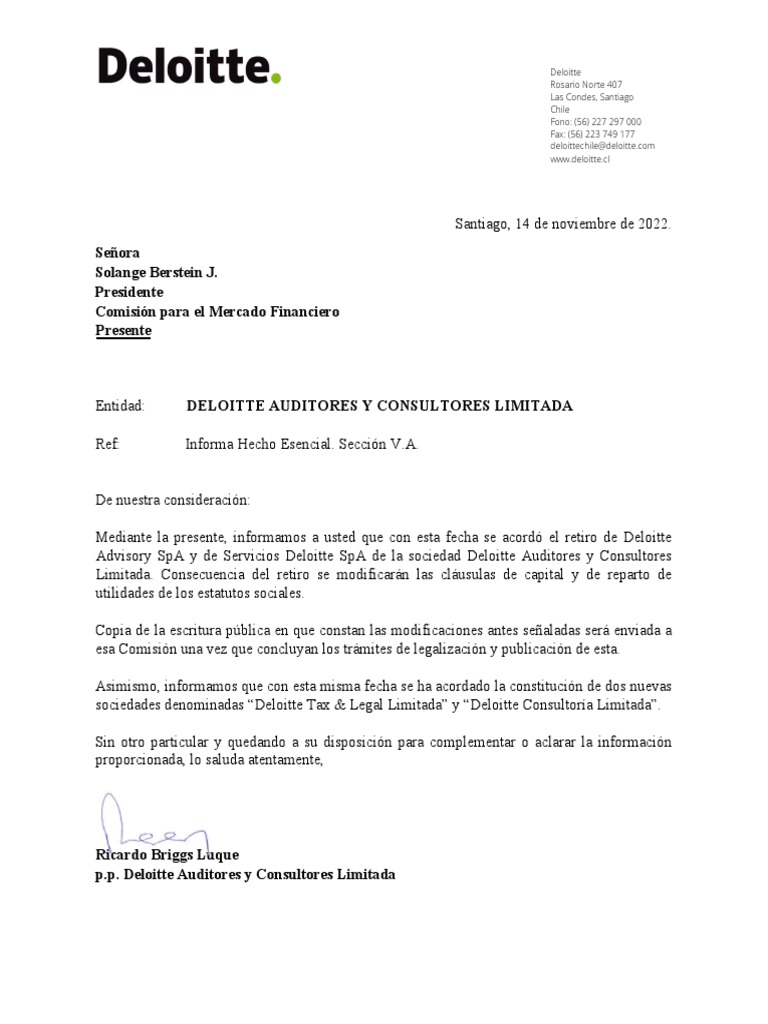 Cambios en Deloitte Auditores Chile | PDF | Negocios