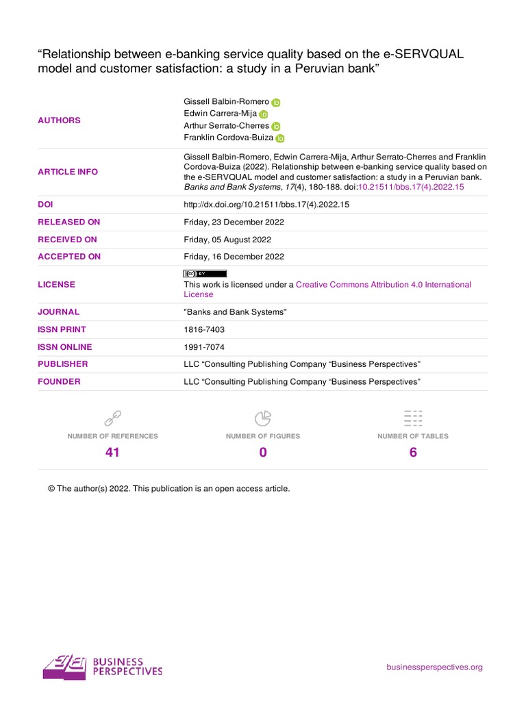 Relationship Between E Banking Service Quality Bas Pdf Usability Customer Satisfaction