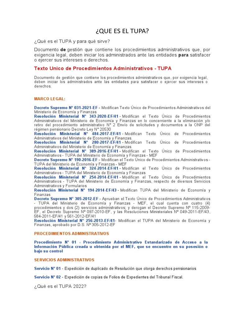 Que Es El TUPA, Importancia, Objetivos y Otros | PDF | Gobierno | Justicia