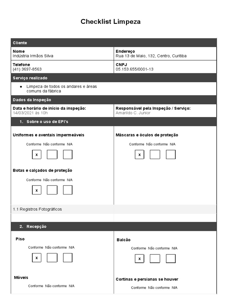 16 - Checklist de Limpeza | PDF