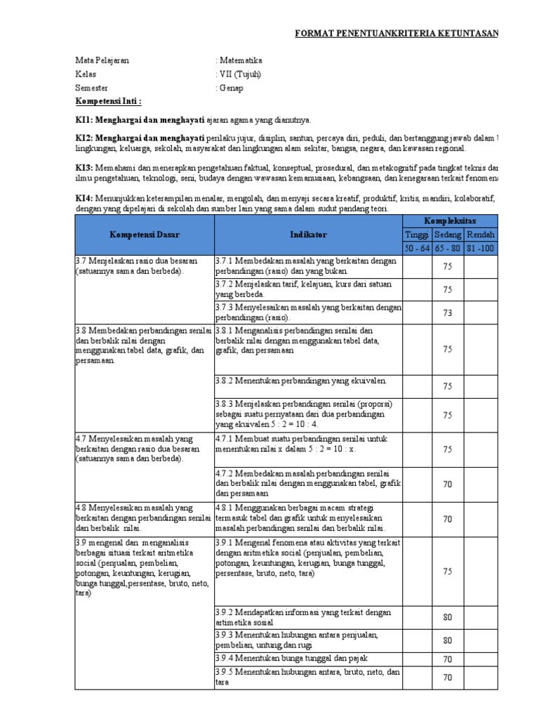 KKM MTK KLS 7 Sem.2 | PDF