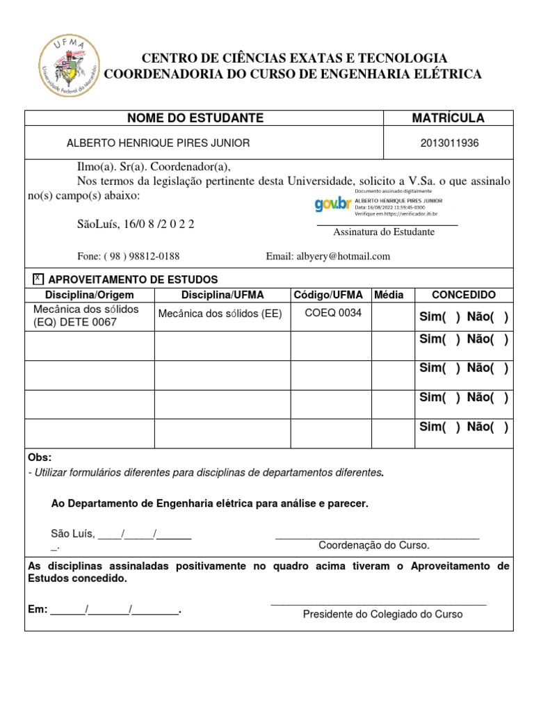 APROVEITAMENTO DE ESTUDOS MECANICA DOS SOLIDOS ALBERTO HENRIQUE PIRES ...