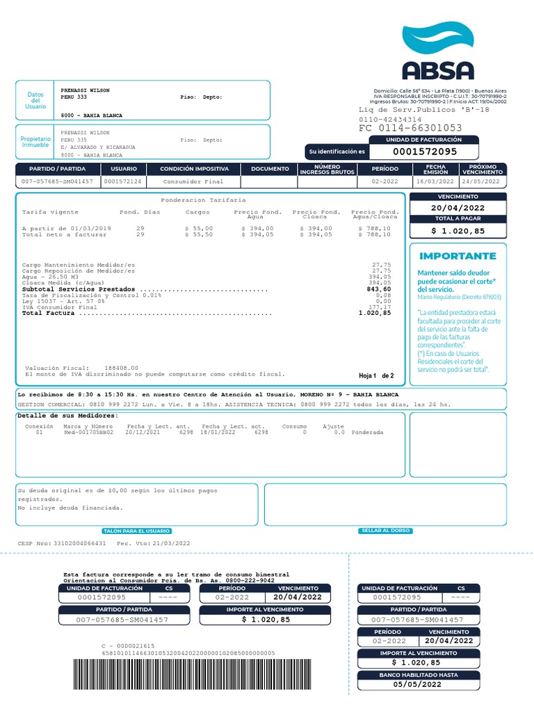 Factura Absa | PDF | Visa Inc. | Tecnología financiera