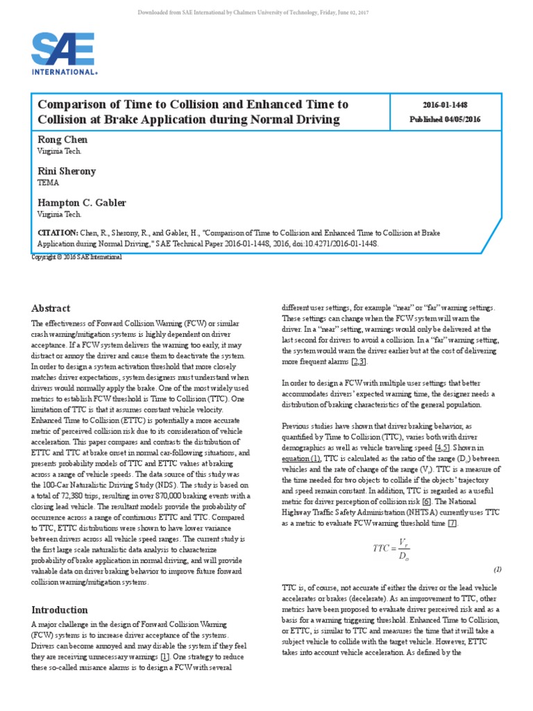 Time To Collision | PDF | Akaike Information Criterion | Statistics