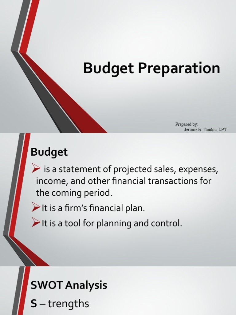 Budget Preparation | PDF | Swot Analysis | Inventory