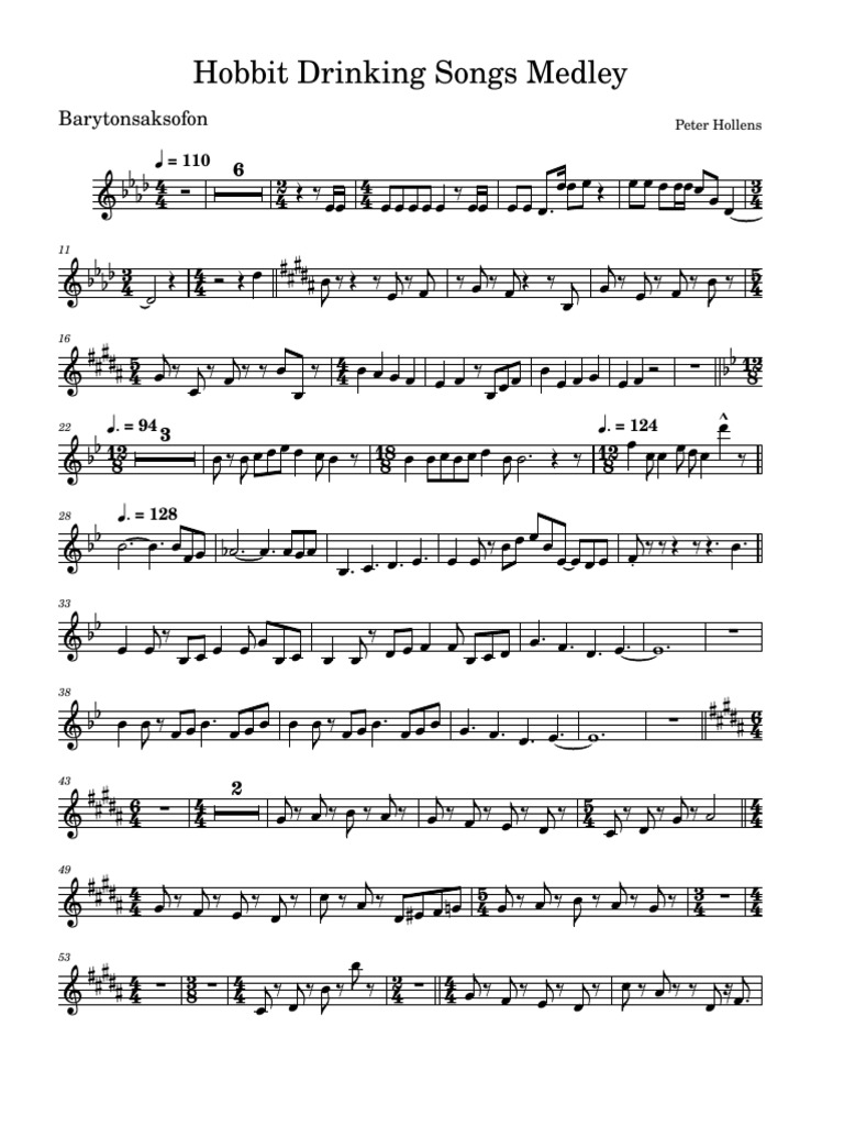 Hobbit Drinking Songs Medley Trombone-Barytonsaksofon | PDF