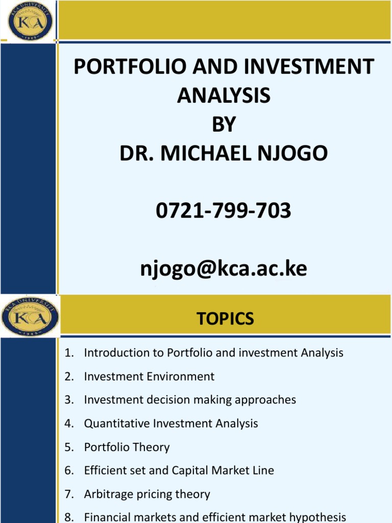 Portfolio and Investment Analysis Guide | PDF | Option (Finance ...