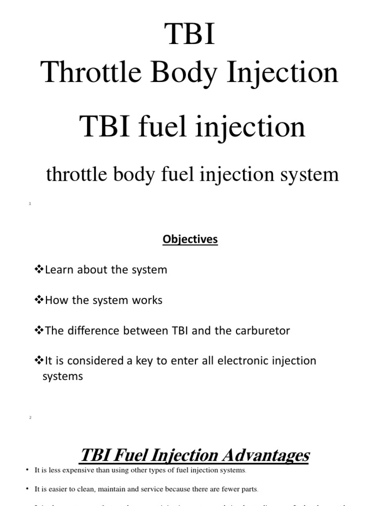 TBI: Throttle Body Injection System Overview | PDF | Fuel Injection ...