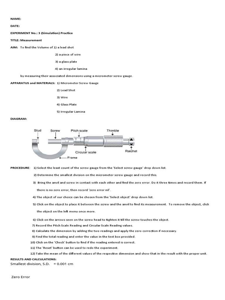 Micrometer Screw Gauge Simulation Guide | PDF | Screw | Metrology