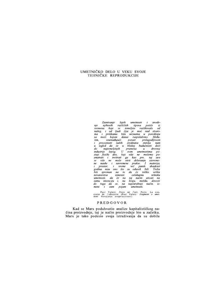 1walter Benjamin Umetničko Delo U Doba | PDF