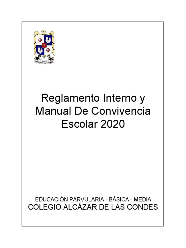 Reglamento Interno y Mabual de Convivencia Escolar CALC 2020 | PDF | Maestros | Aprendizaje