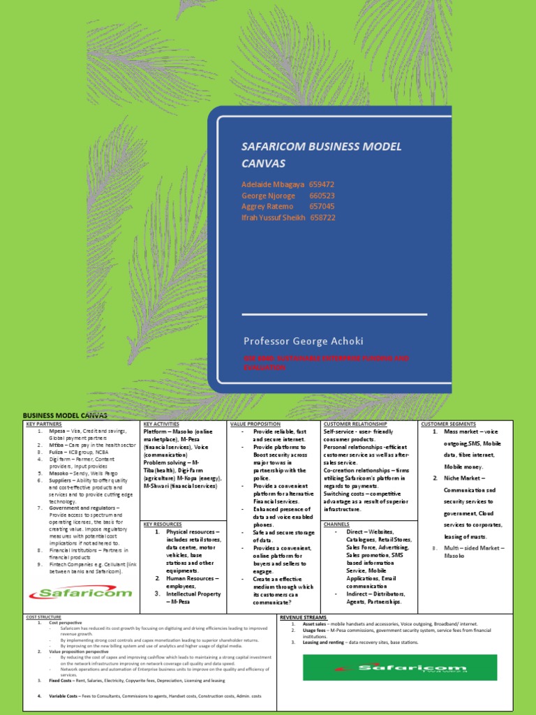 Safaricom Business Model Canvas | PDF | Sales | Service Industries