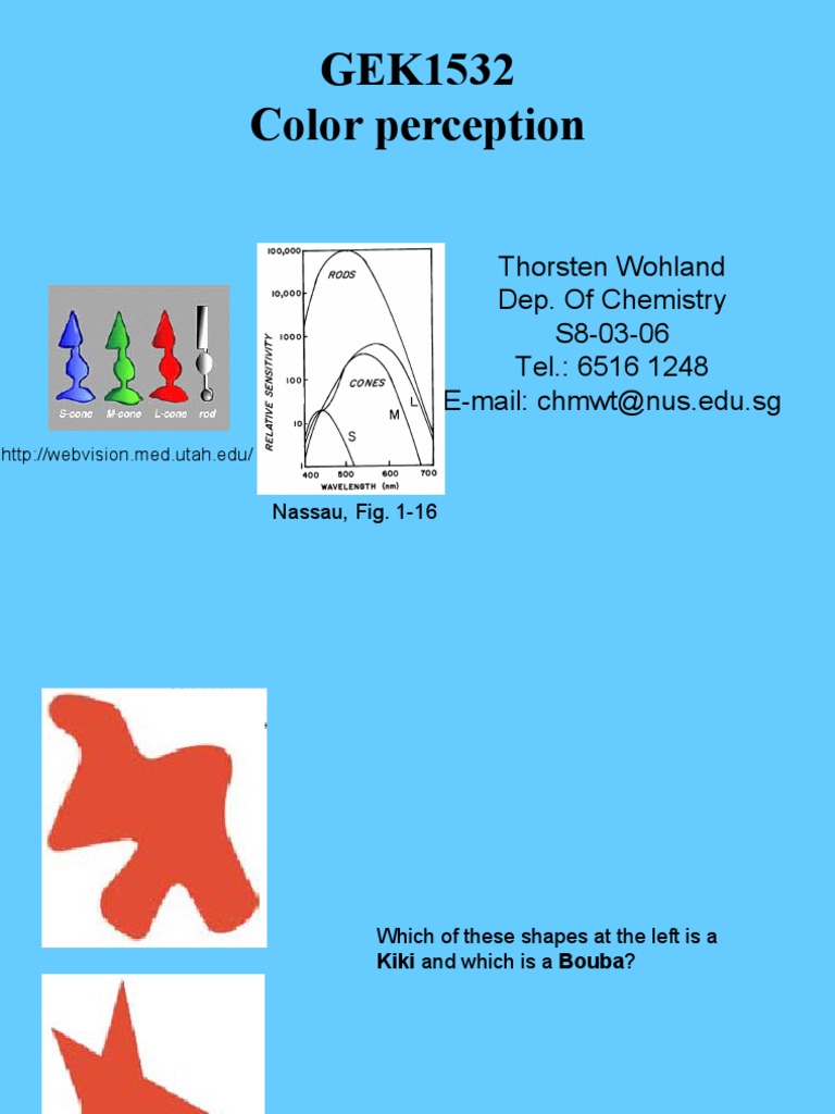 GEK1532 Color Perception: Thorsten Wohland Dep. of Chemistry S8-03-06 ...