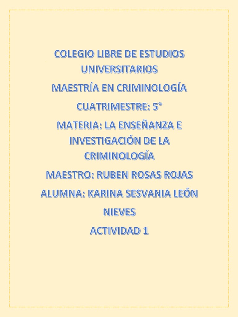 Actividad 1 Karina Sesvania León Nieves La Enseñanza e Investigación de ... Actividad 1 Karina Sesvania León Nieves La Enseñanza e Investigación de ...
