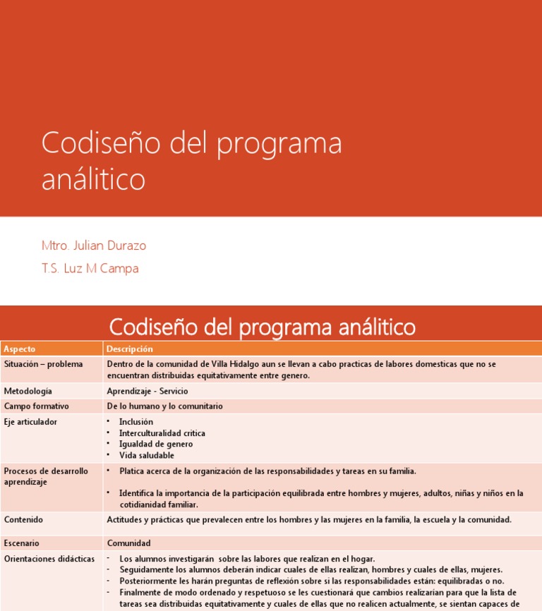 Codiseño Del Programa Análitico Pdf