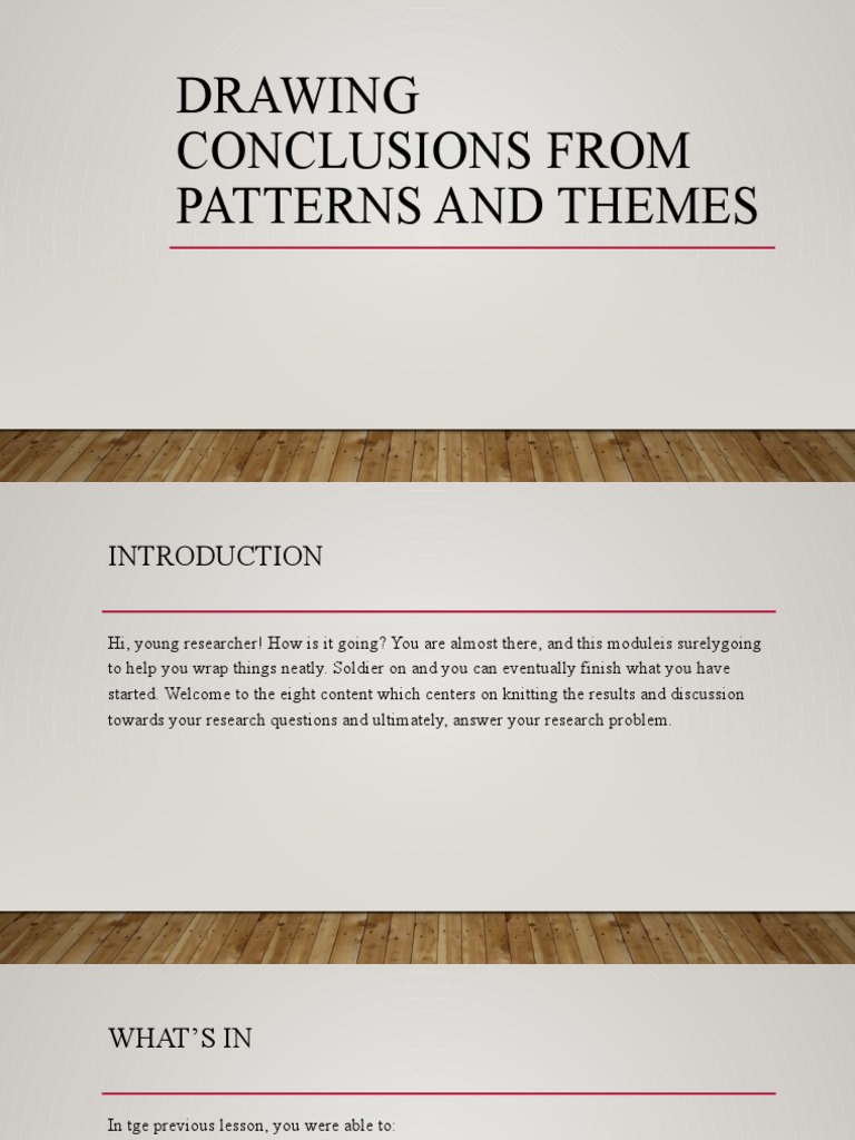 Drawing Conclusions From Patterns and Themes | PDF