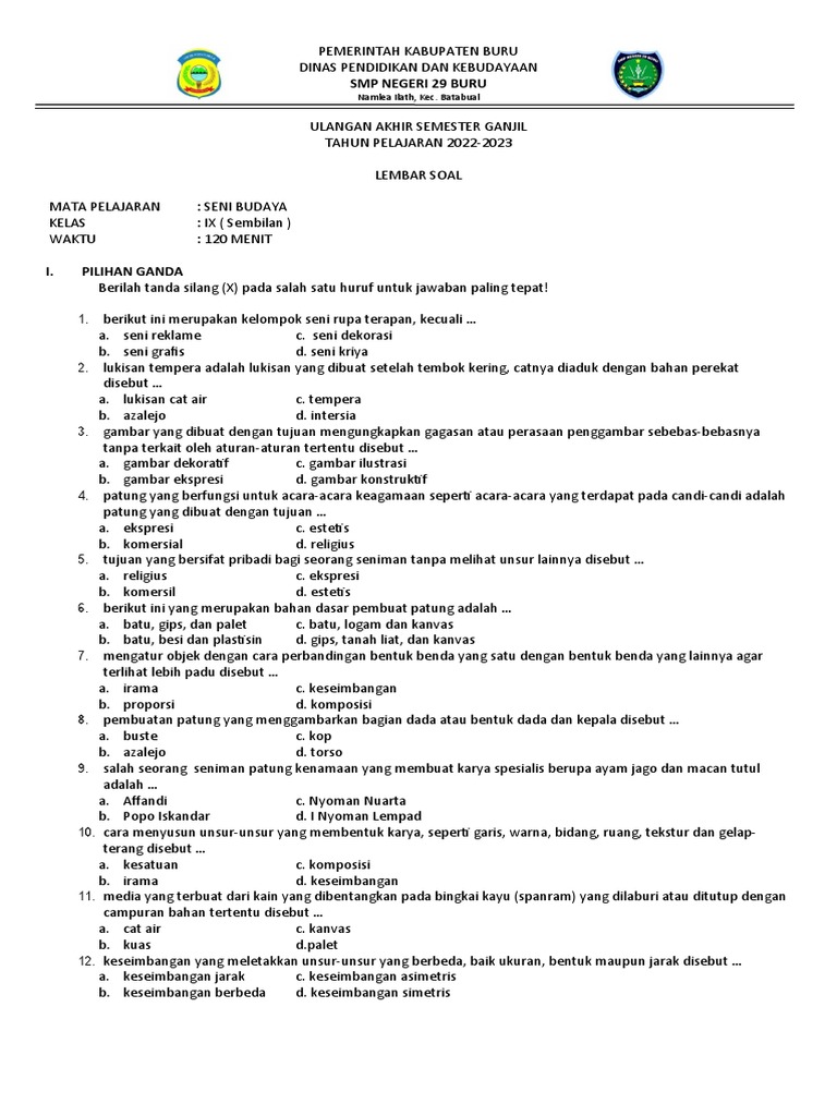 UAS IBU ANI SBK Kelas IX | PDF