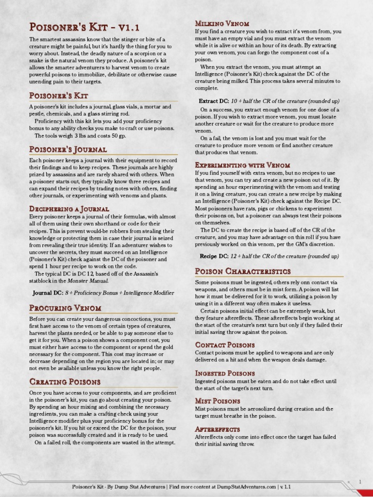 Harvesting Deadly Substances: A Guide to Creating Poisons from Creature ...