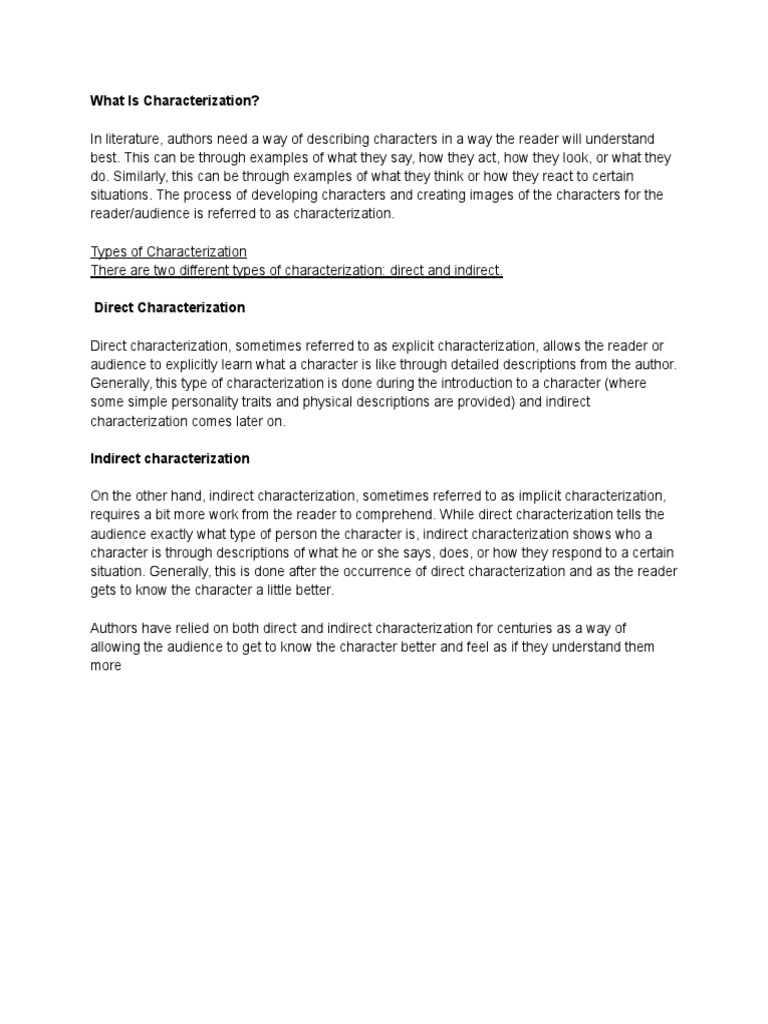 What Is Characterization | PDF